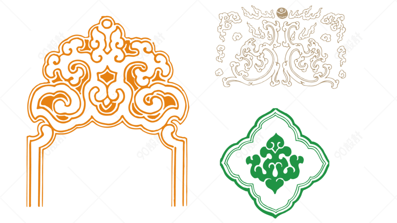 圆形花纹边框【免抠元素PNG】-90设计网