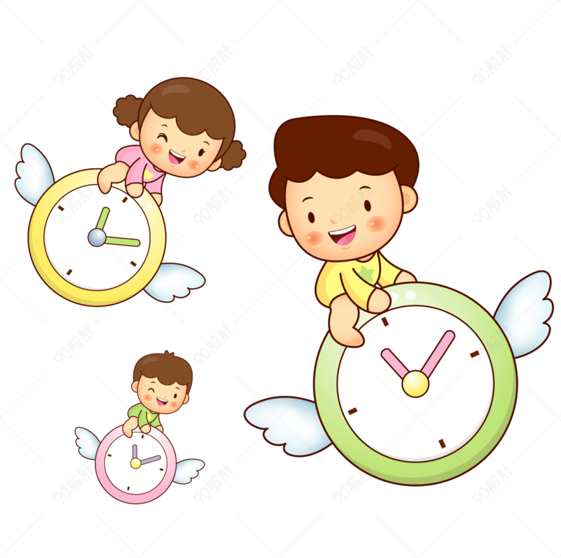 卡通时间装饰【免抠元素PNG】-90设计网