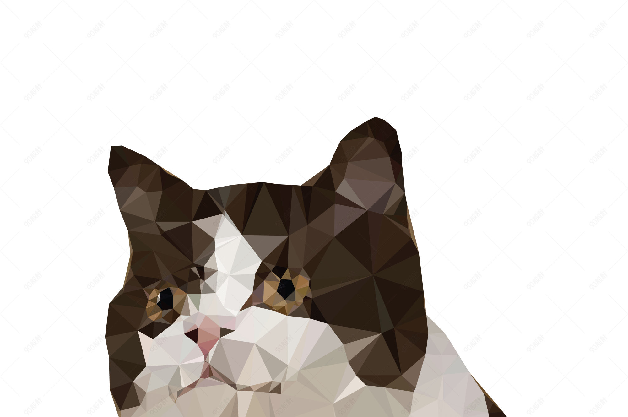 可爱猫多边形lowpoly矢量图【免抠元素png】 90设计网