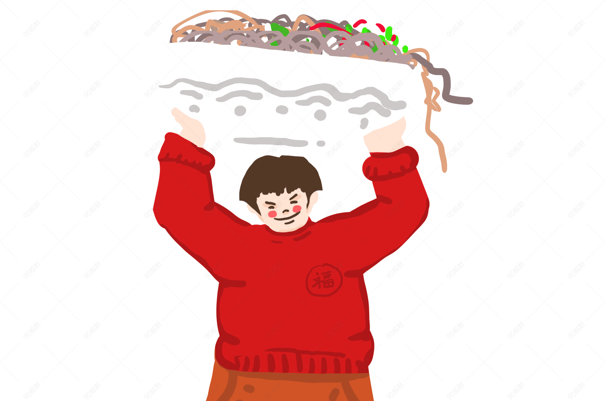 吃货大胖子面食代言人卡通插画【免抠元素png】 90设计网